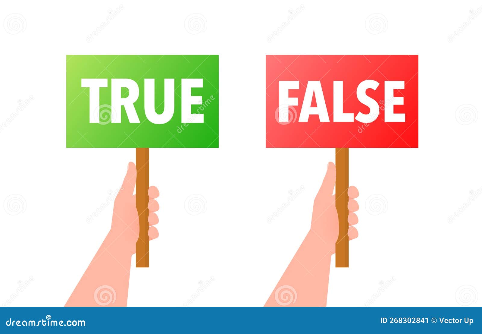Hands Holding Posters True False. Check Mark and Cross. Stock Vector ...