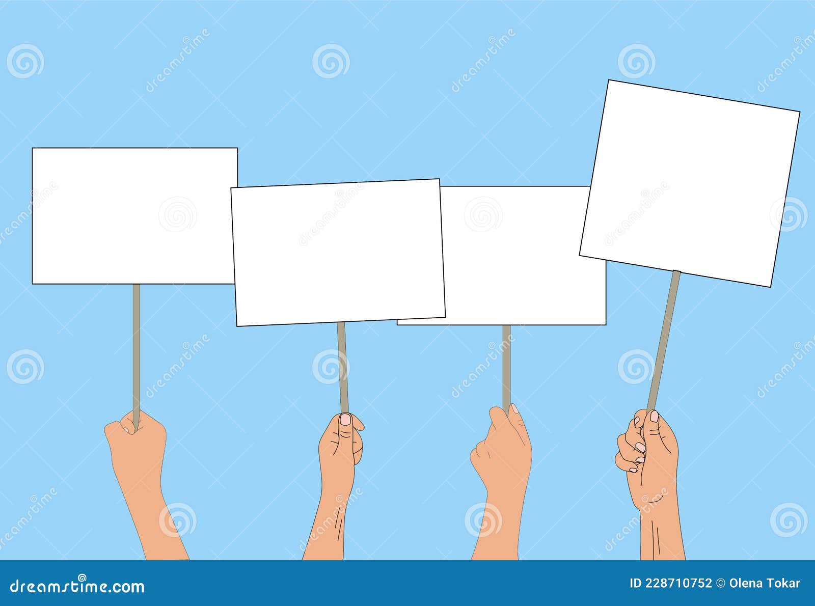 Hands Holding Posters, Vector Illustration of Hand Draw Stock Vector ...