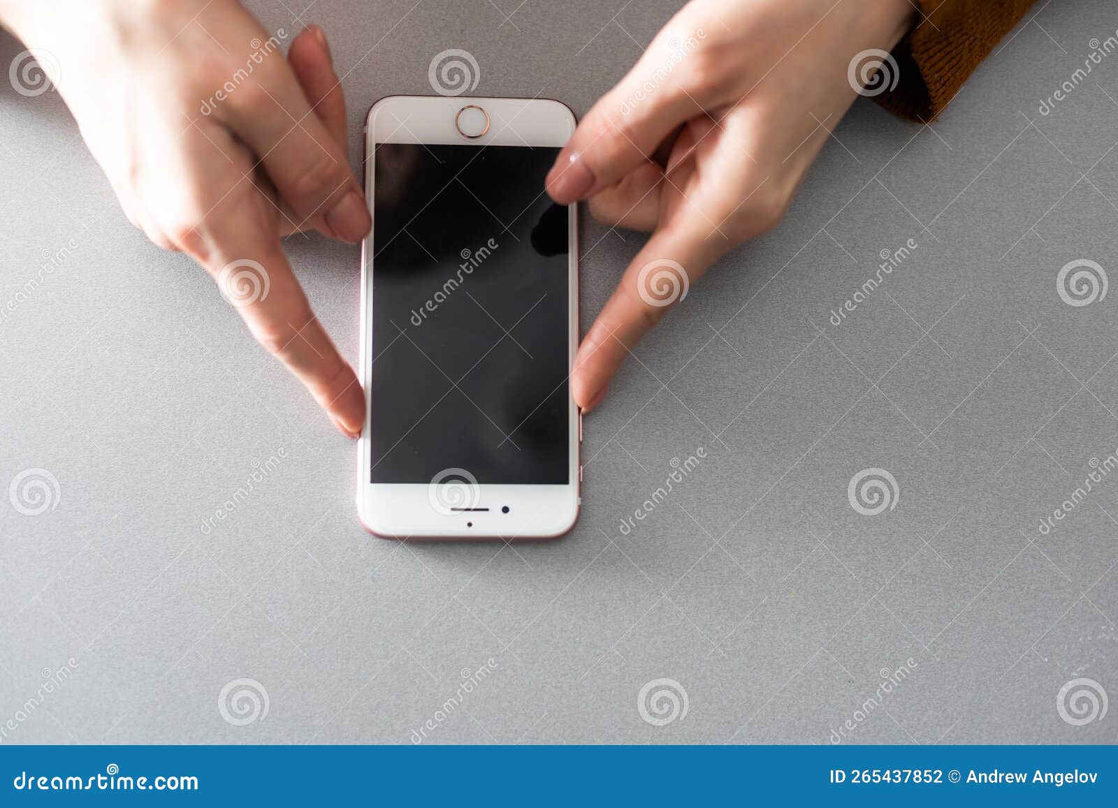 Hands Holding Pressing Smartphone Buttons Stock Photo - Image of ...