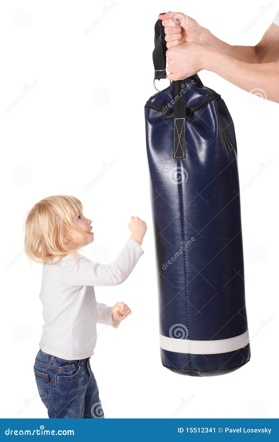 Hands is Holding Punching Bag and Girl is Punching Stock Image - Image ...
