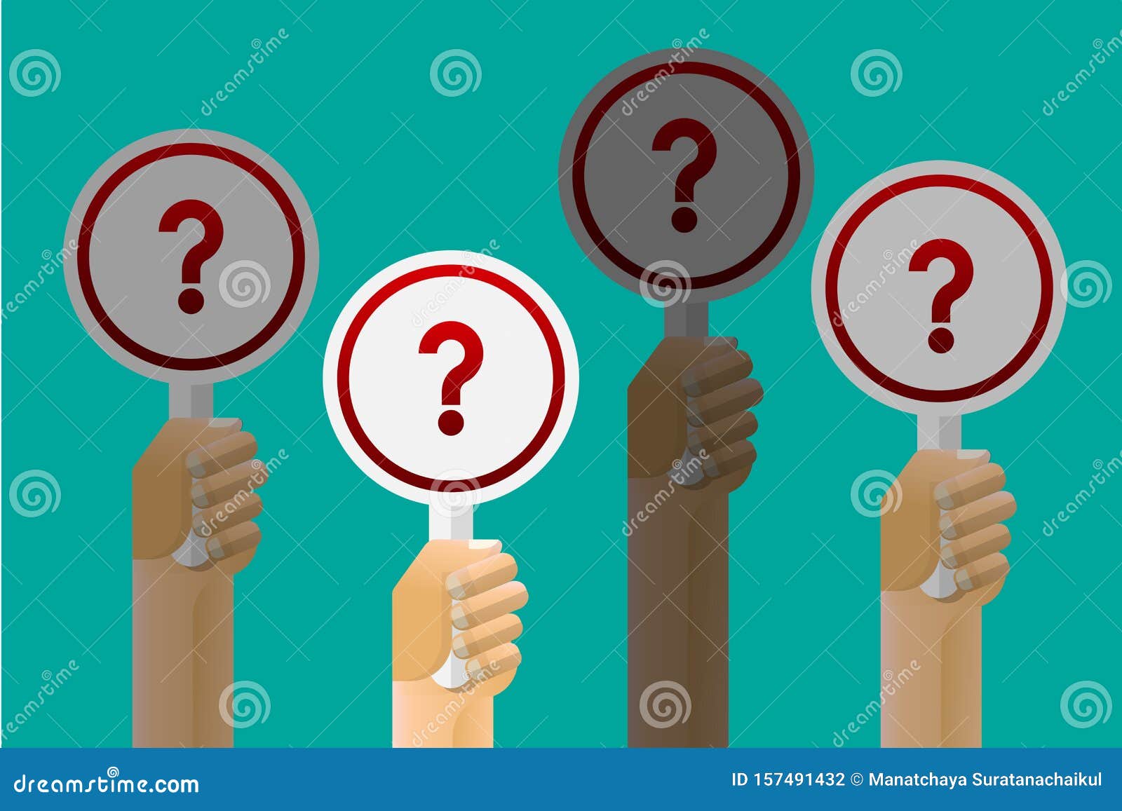 Hands Holding Question Marks Sign. Stock Illustration - Illustration of ...
