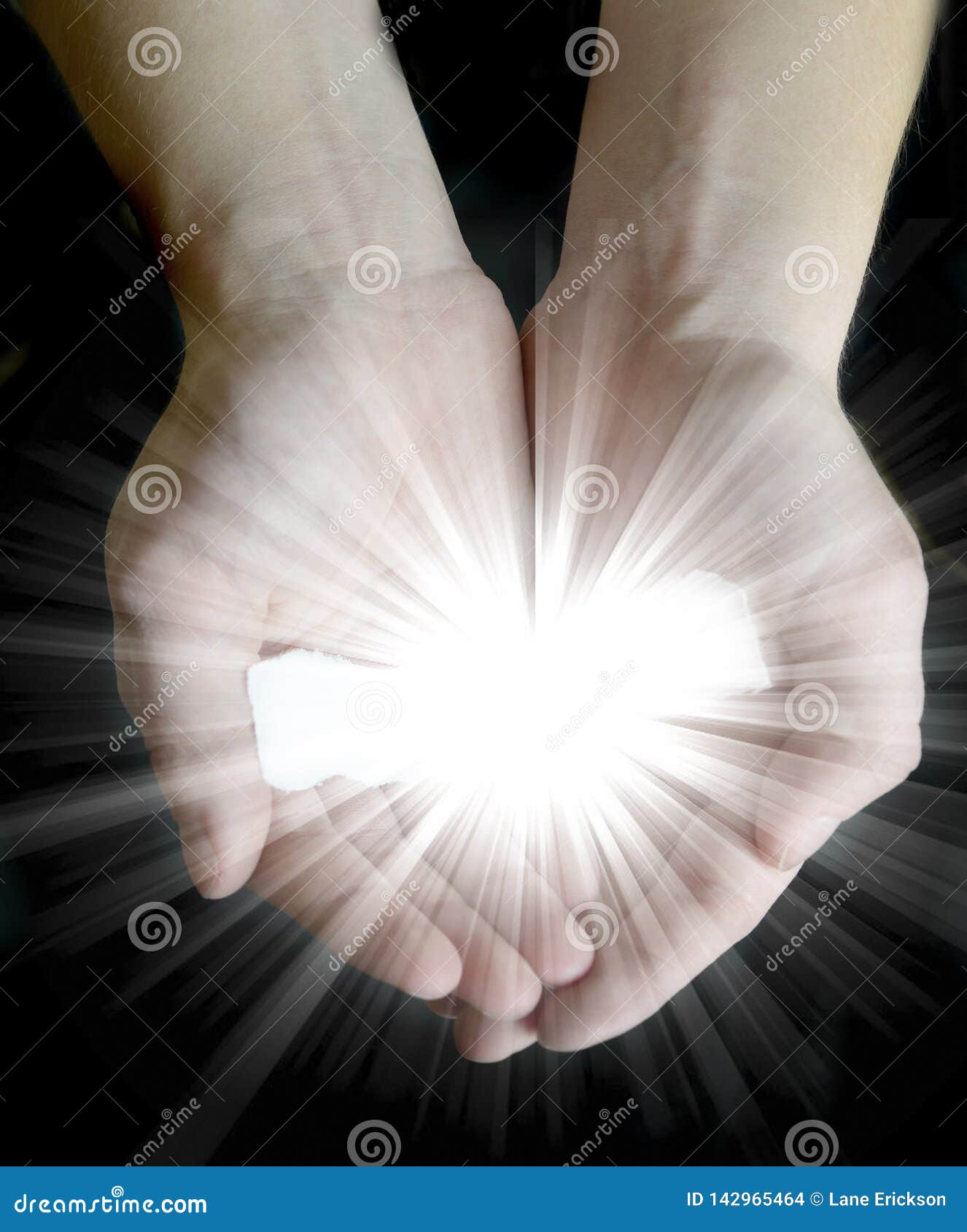 Hands Holding Radiating Light Power Hope and Happiness Spread Open ...