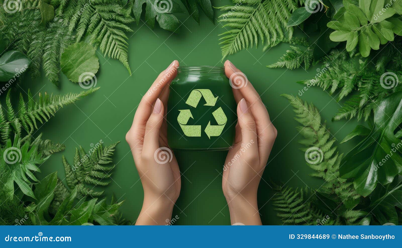 Hands Holding Recycle Symbol Amid Greenery Stock Illustration ...
