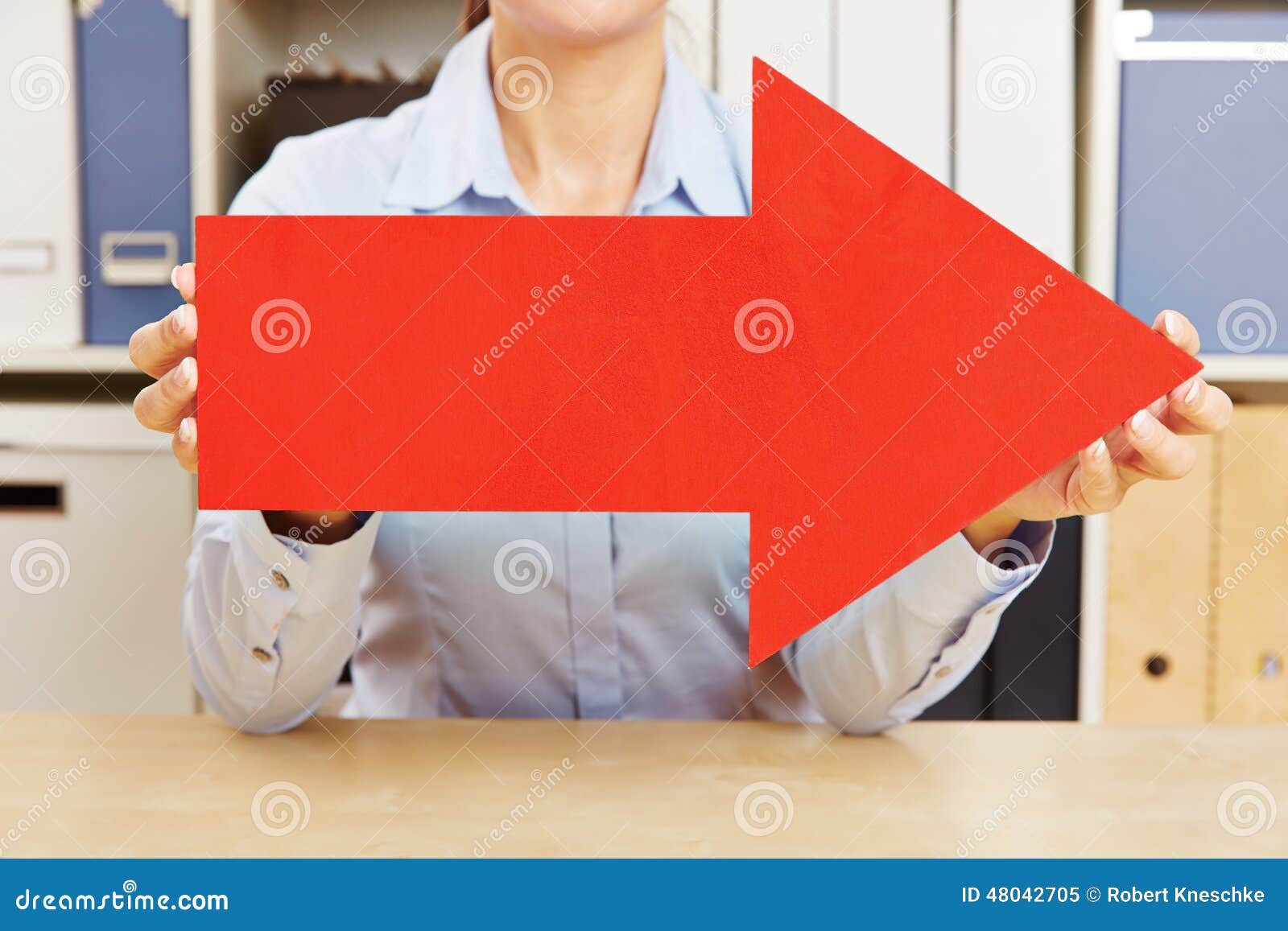 Hands Holding Red Arrow To the Right Stock Image - Image of profession ...