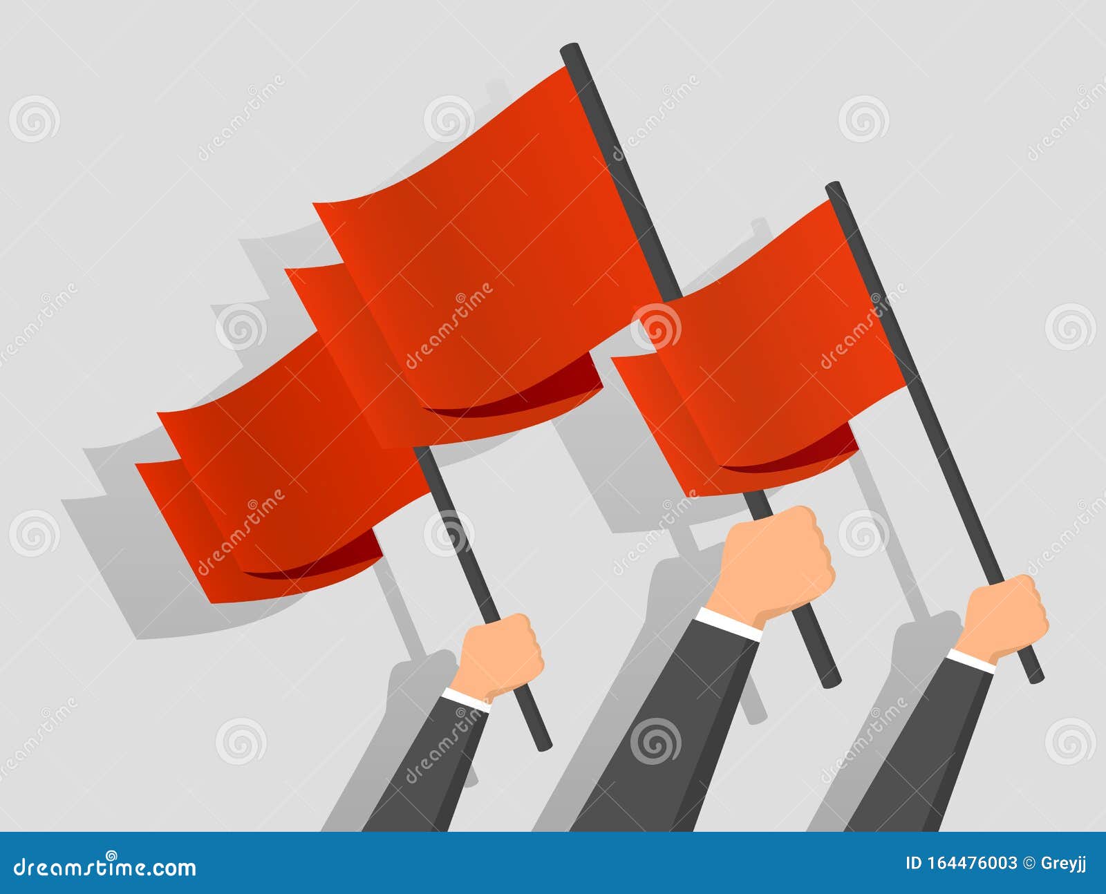 Hands Holding Red Flags. Procession Concept Stock Vector - Illustration ...