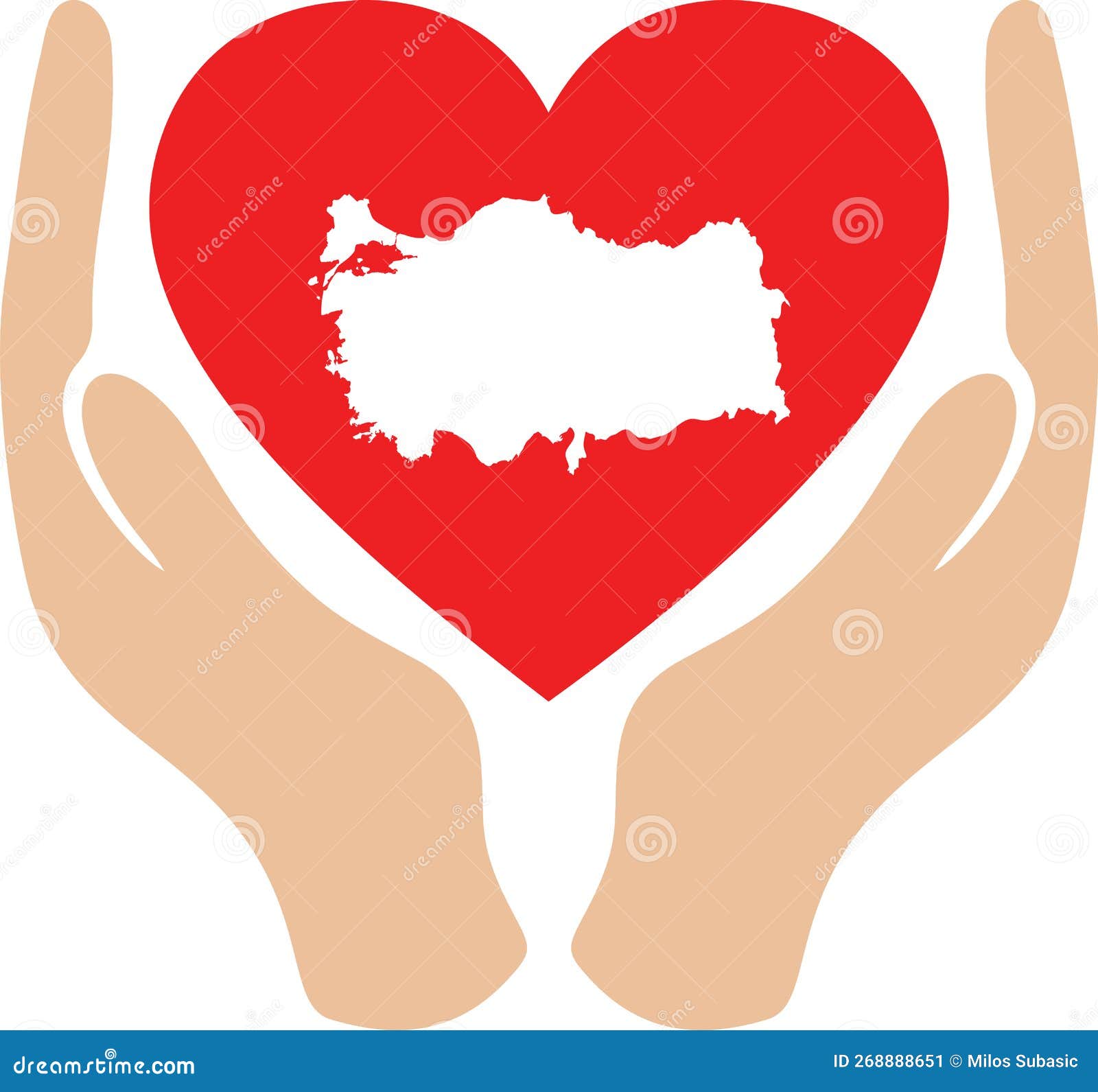 Hands Holding a Red Heart with a White Map of Turkey Stock Vector ...