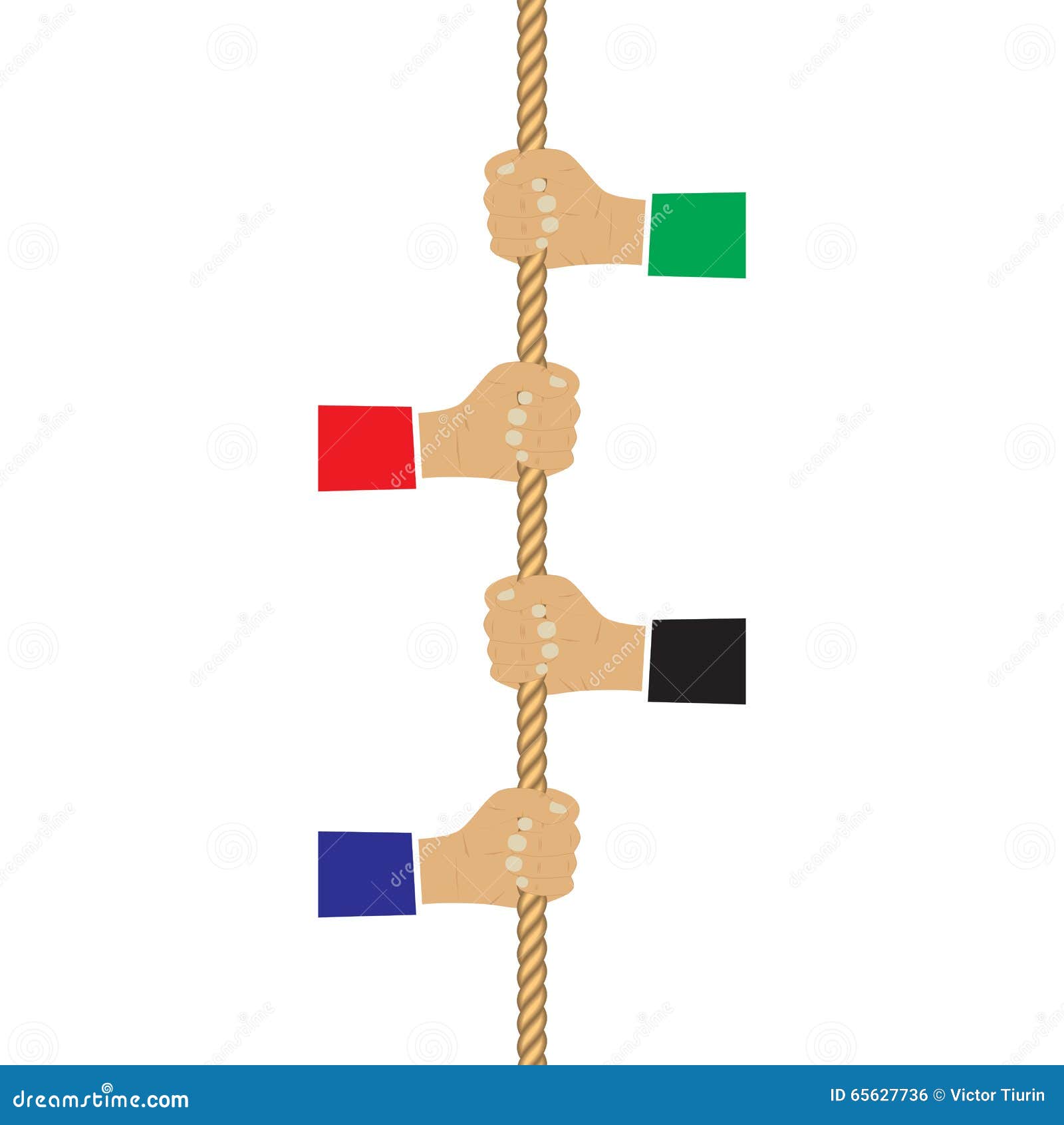 Hands holding a rope. stock vector. Illustration of success - 65627736
