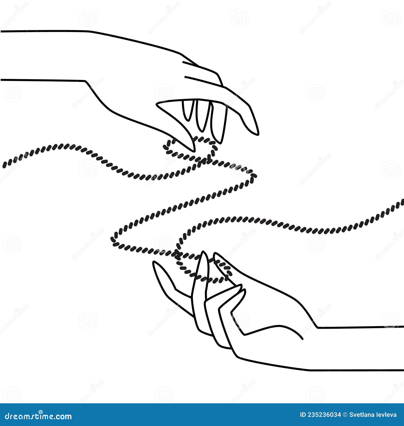 Hands Holding Loops of Rope Yarn Linear Illustration Stock Vector ...