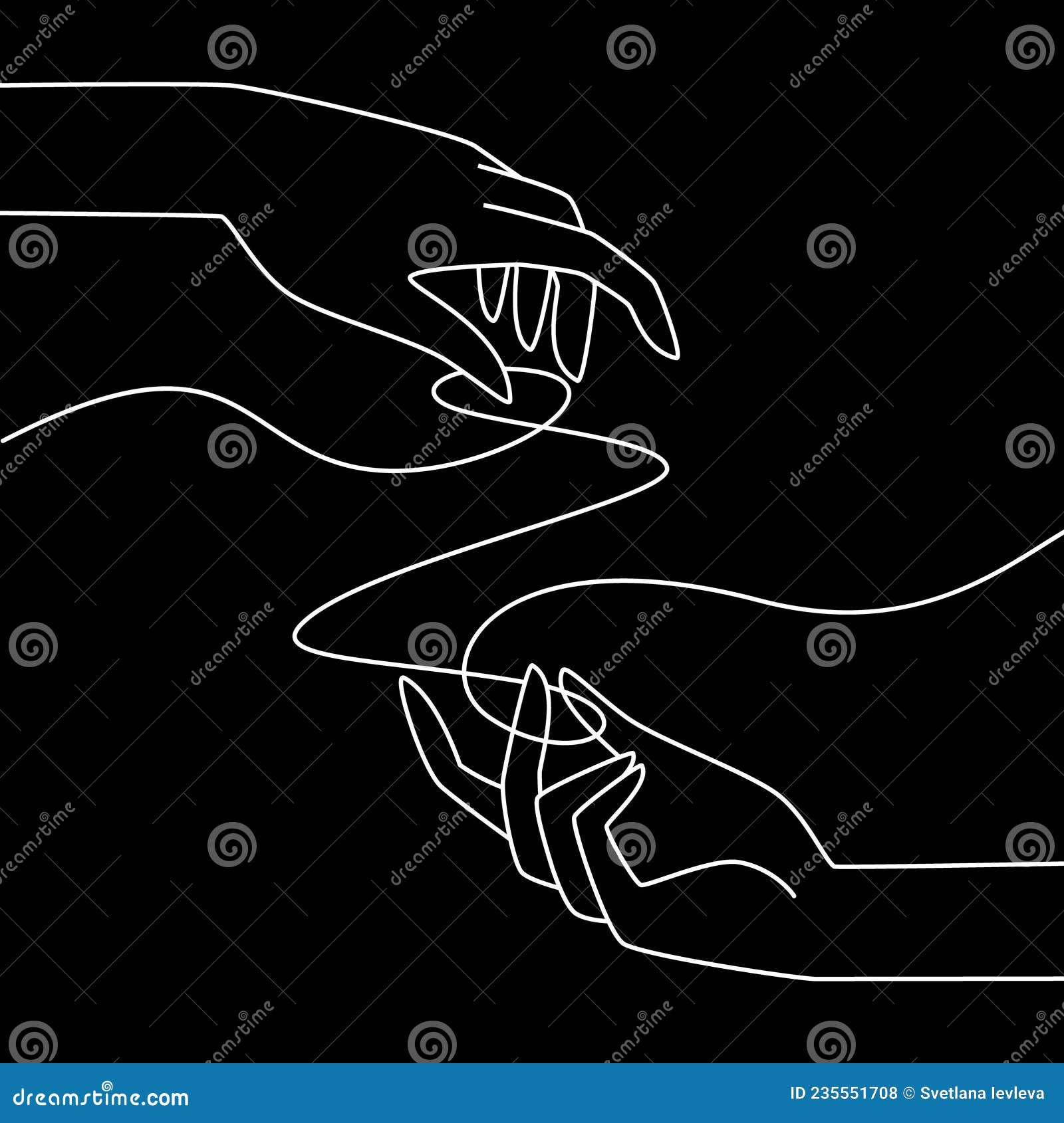 Hands Holding Rope. White on Black Line Illustration Stock Vector ...