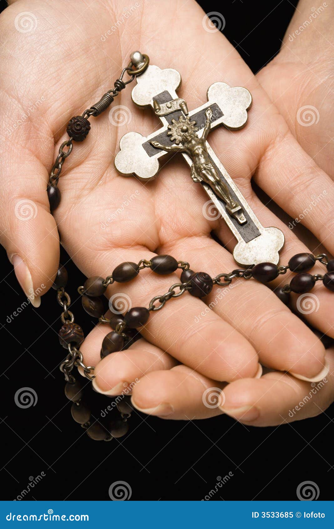 Hands holding rosary. stock image. Image of offering, jesus - 3533685