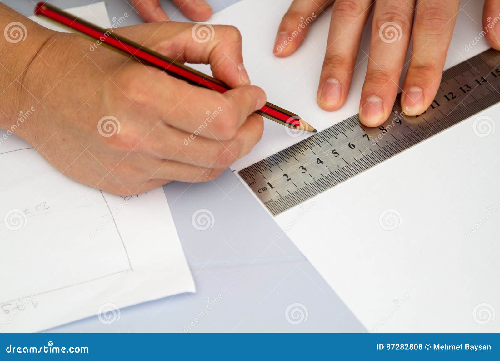 Hands Holding Ruller and Pencil Stock Photo - Image of manager, desk ...