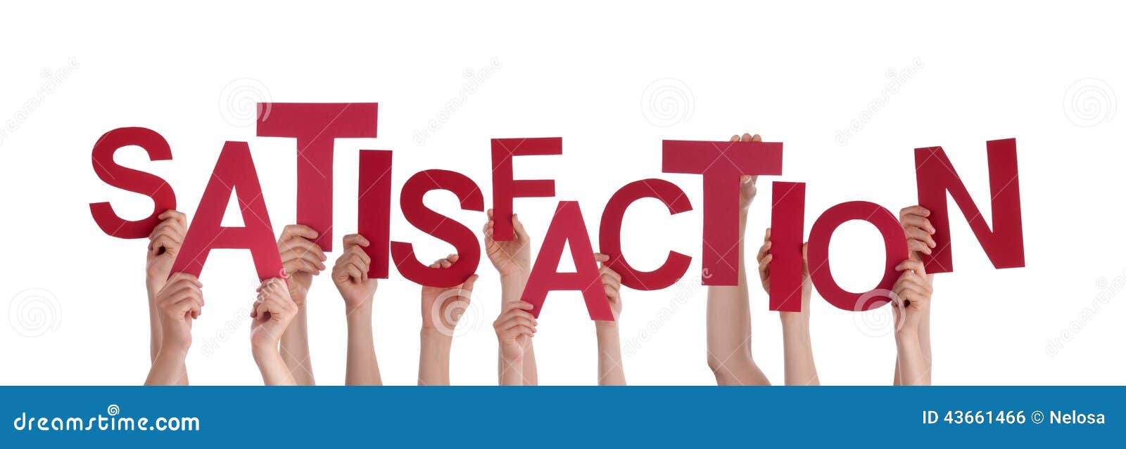 Hands Holding Satisfaction stock photo. Image of sign - 43661466