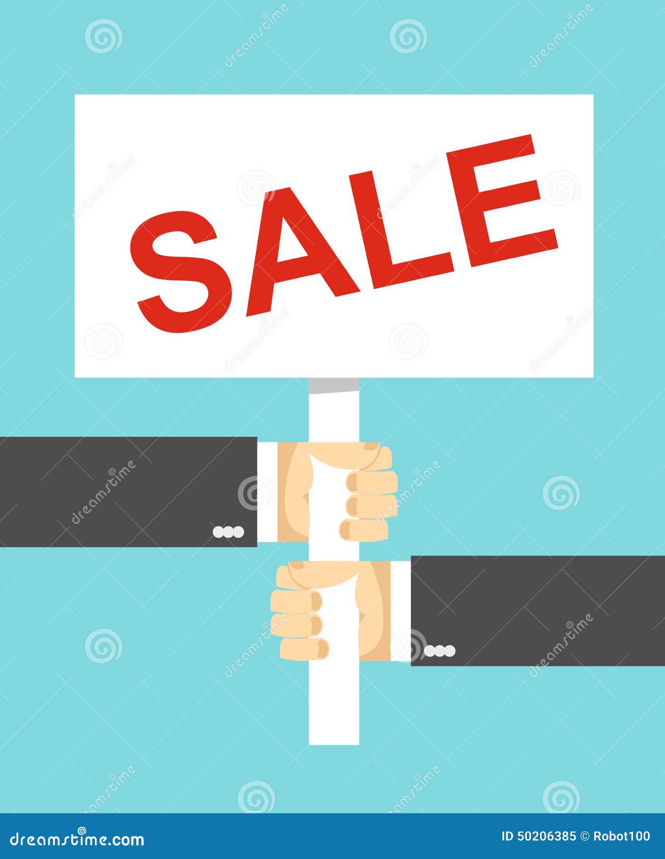 Hands holding a sign. Sale stock vector. Illustration of page - 50206385