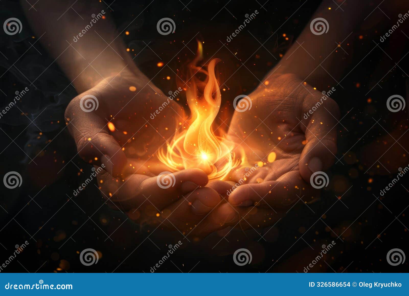 Hands Holding a Small Fire Flame. the Image Evokes Warmth and Energy ...