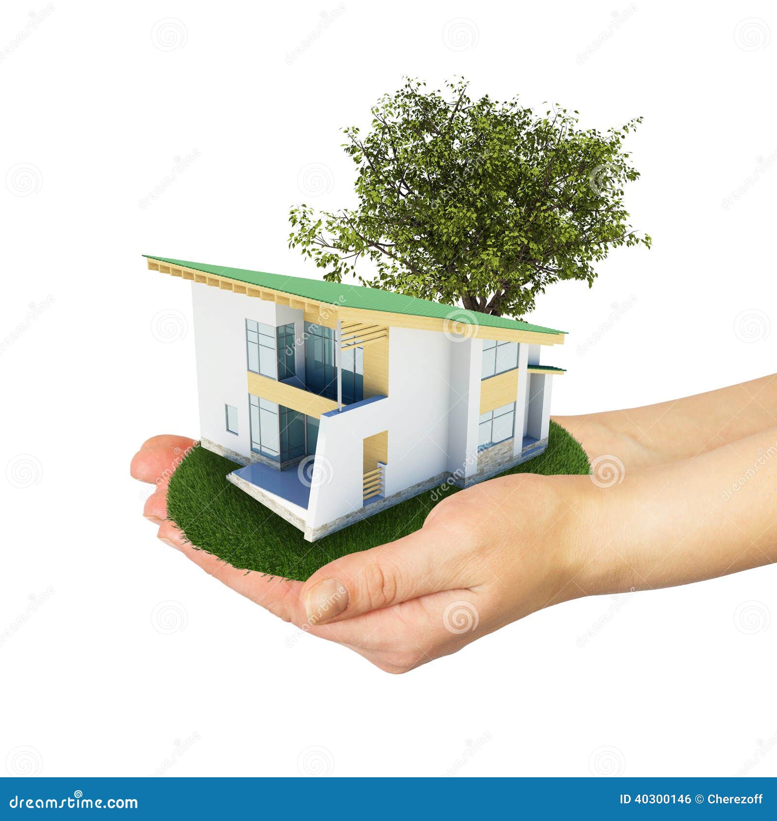 Hands Holding a Small House with Land Stock Photo - Image of building ...