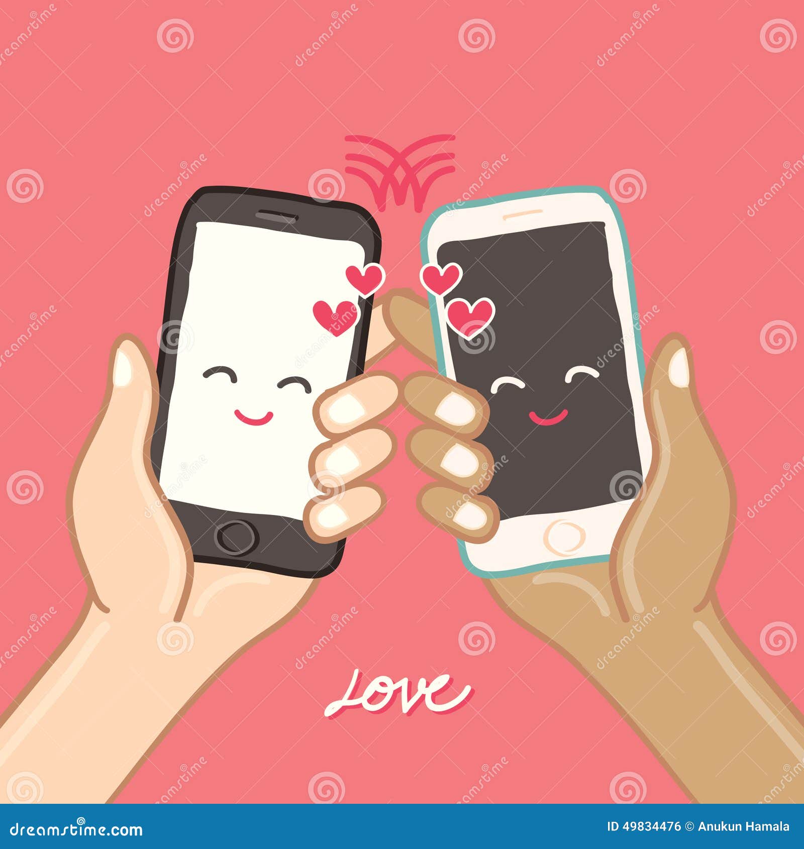 Hands are Holding Smart Phone for Love Stock Vector - Illustration of ...