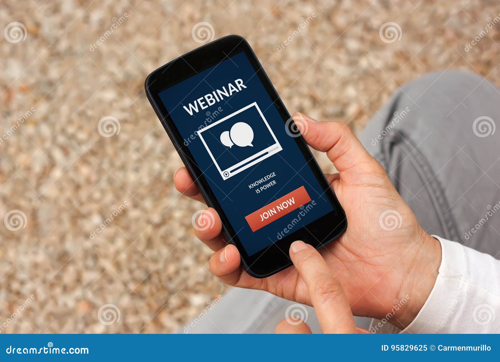 Hands Holding Smart Phone with Webinar Concept on Screen Stock Image ...