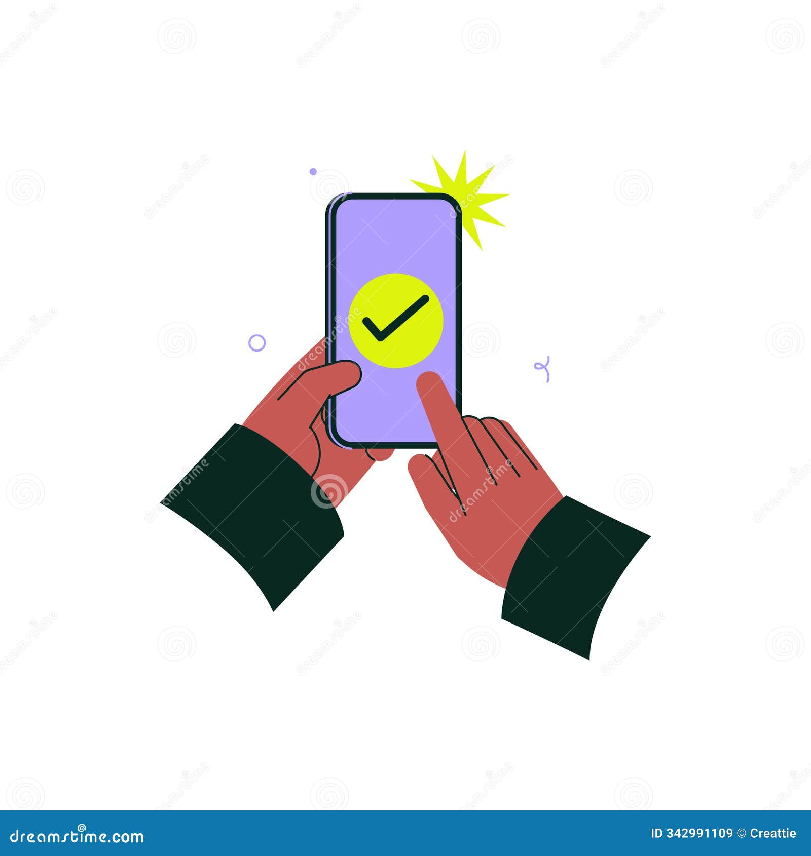 Verification And Approval. A Business Woman Writes A Check Mark Vector ...