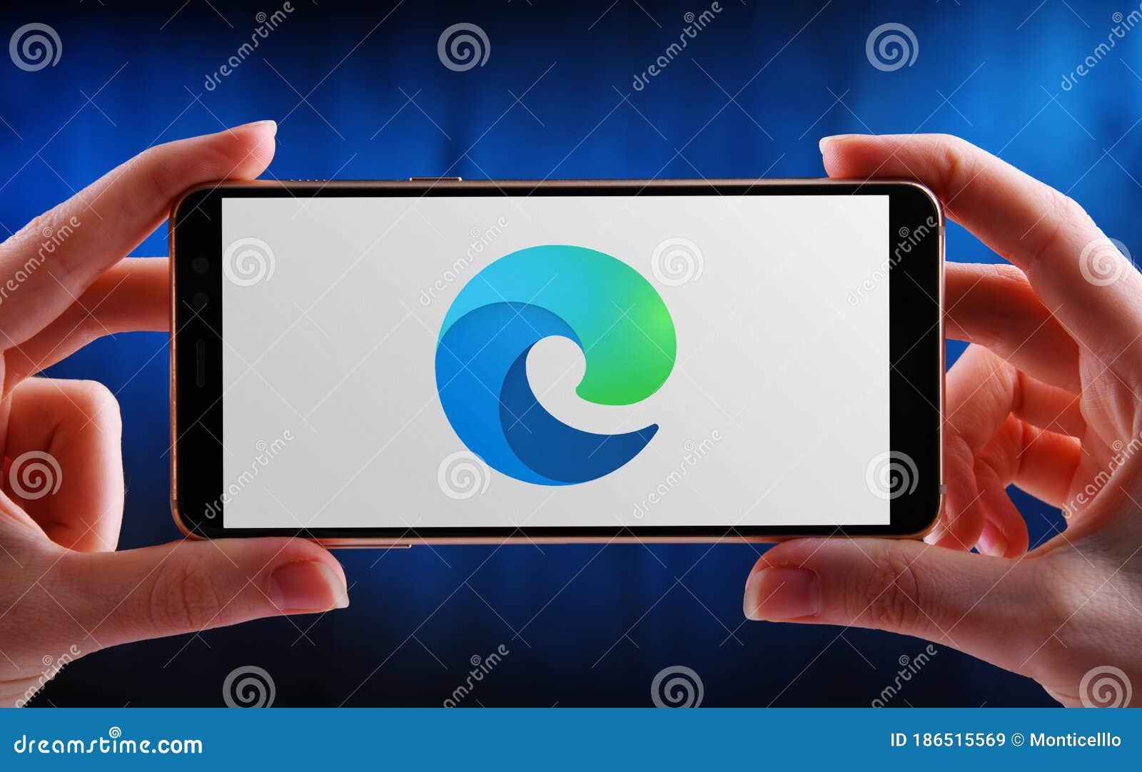 Hands Holding Smartphone Displaying Logo of Microsoft Edge Editorial ...