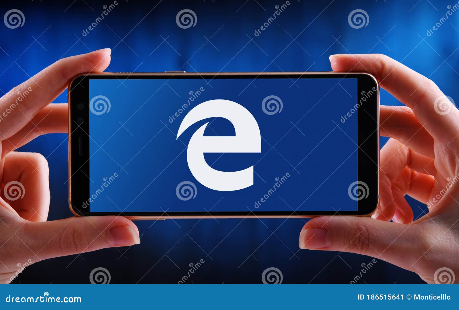 Hands Holding Smartphone Displaying Logo of Microsoft Edge Editorial ...
