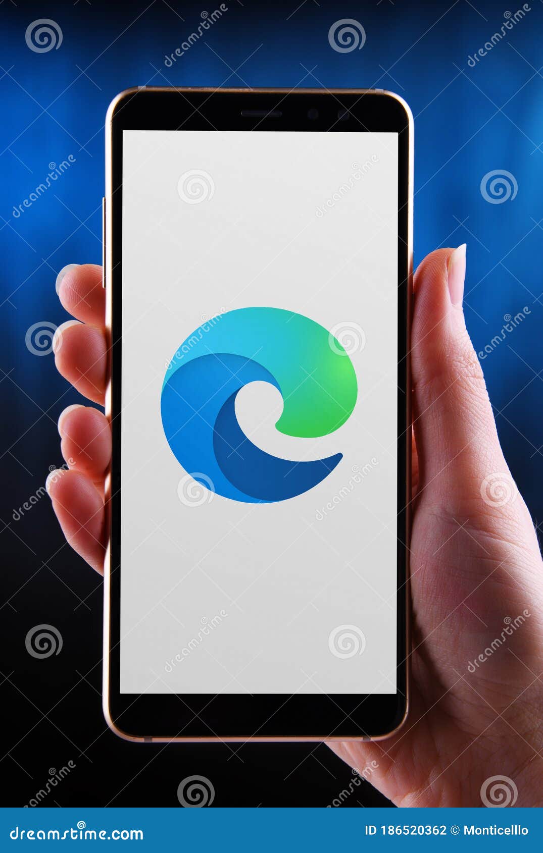 Hands Holding Smartphone Displaying Logo of Microsoft Edge Editorial ...