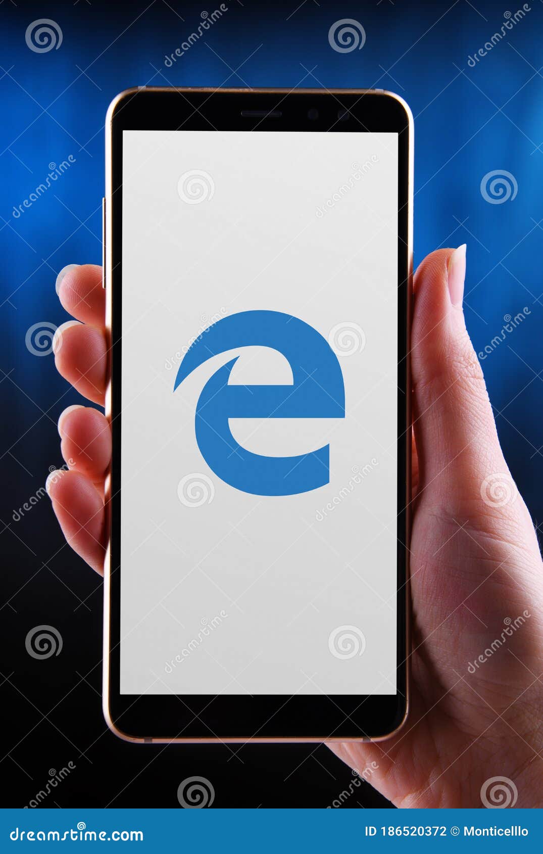 Hands Holding Smartphone Displaying Logo of Microsoft Edge Editorial ...