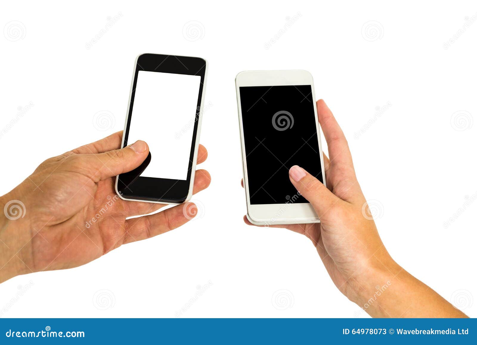 Hands holding smartphones stock image. Image of cropped - 64978073