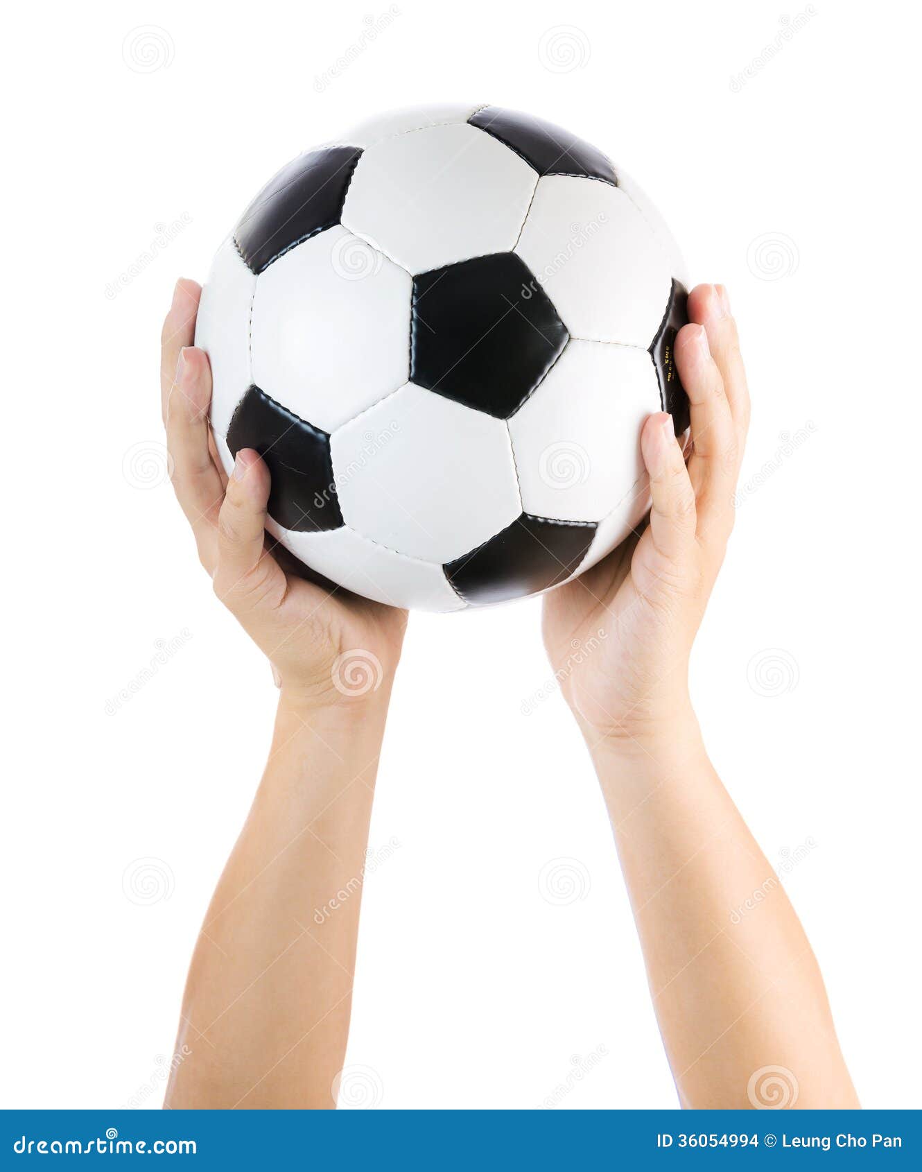 Hands Holding Soccer Ball Up Stock Photo - Image of isolated, active ...