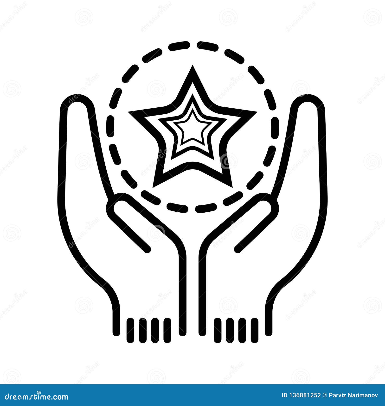 Hands holding star icon stock illustration. Illustration of protection ...