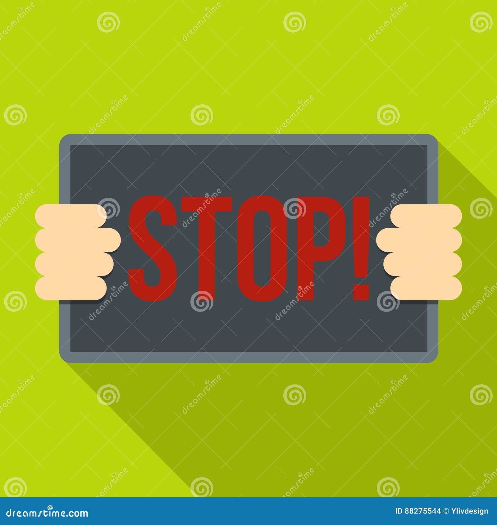 Stop Placard In Human Hand. Businessman Hold Banner Vector Illustration ...