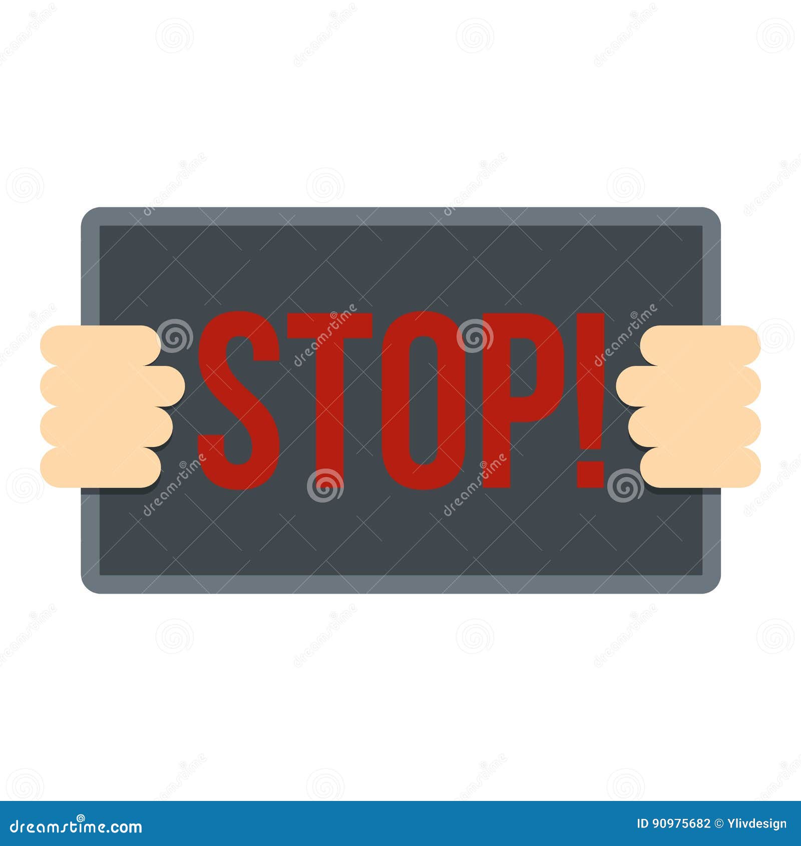 Stop Placard In Human Hand. Businessman Hold Banner Vector Illustration ...