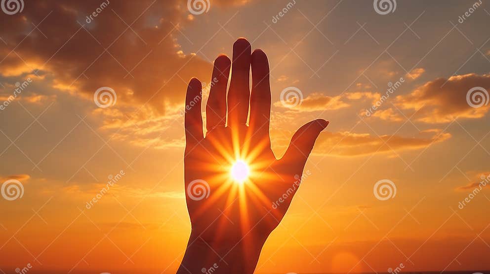 Hands Holding the Sun at Dawn. Stock Photo - Image of sunset, woman ...