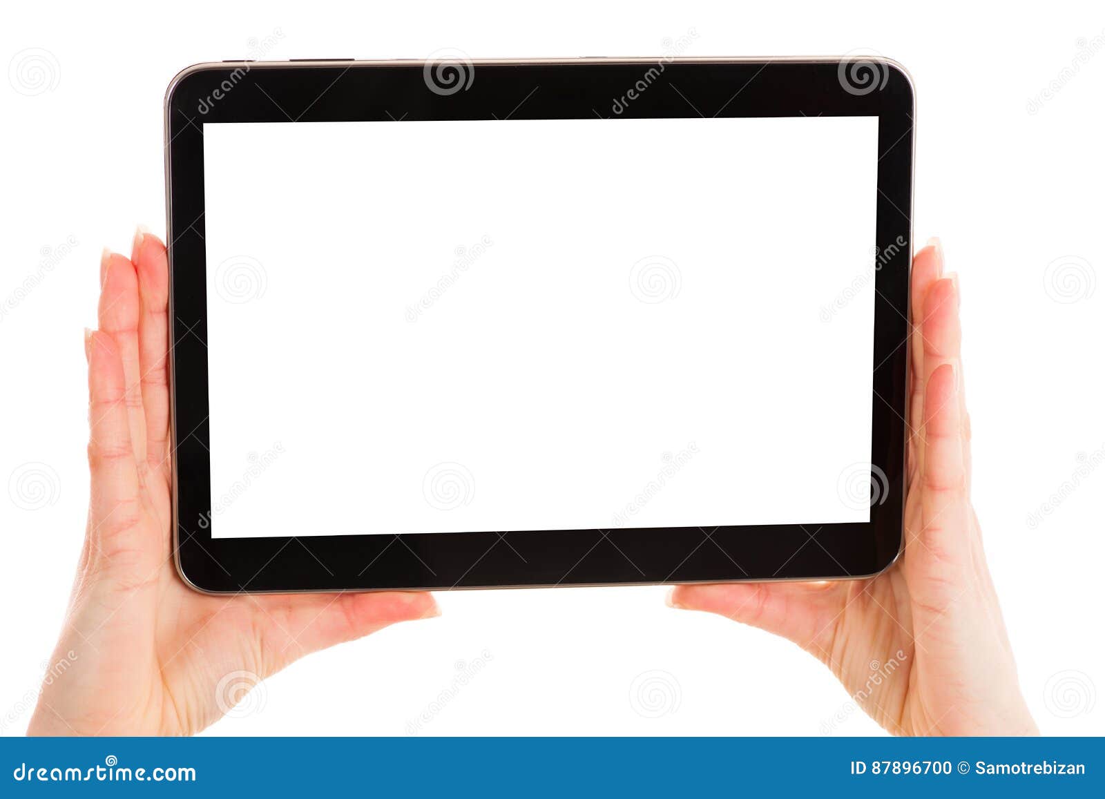 Hands Holding Tablet with Copy Space for Additional Text Message Stock ...
