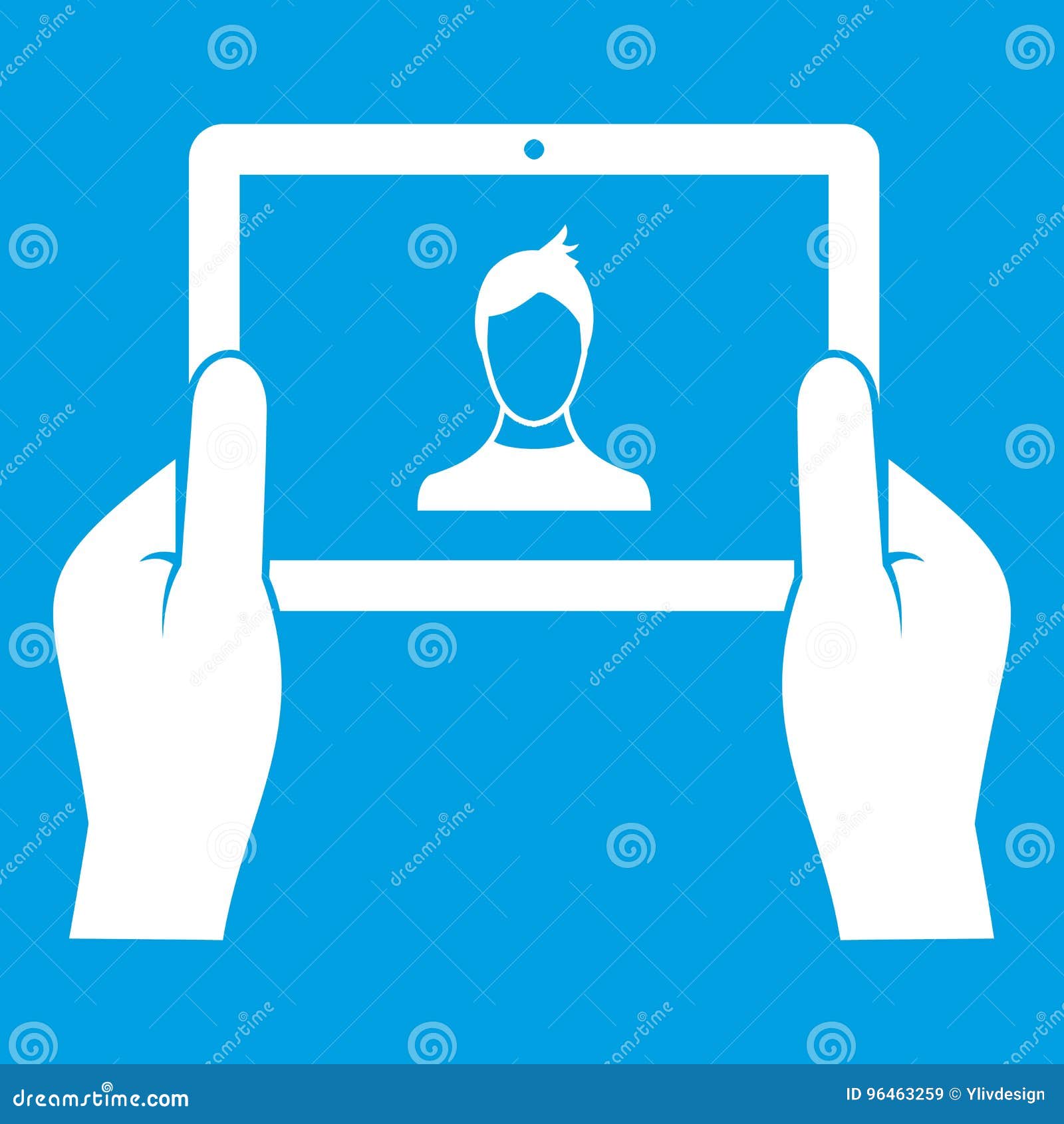 Hands Holding Tablet Icon White Stock Vector - Illustration of ...