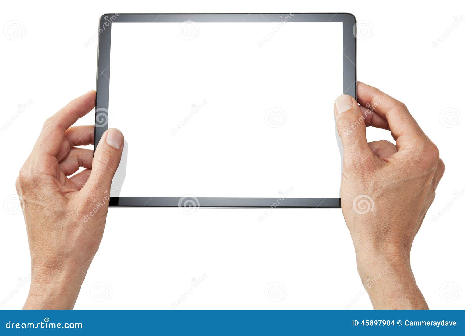 Hands Holding IPad Tablet Isolated Stock Photo - Image of blank, device ...