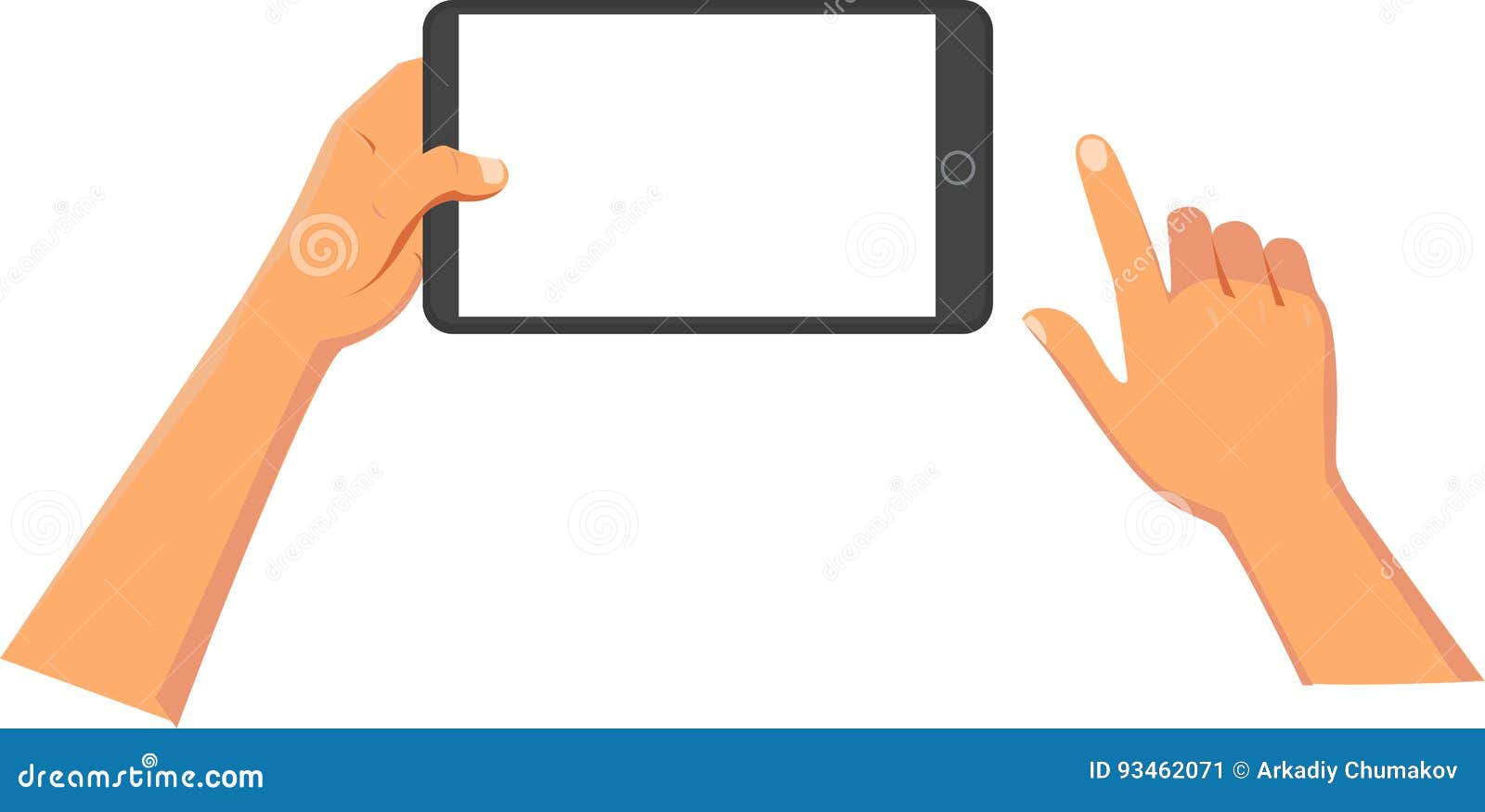 Hands holding tablet stock vector. Illustration of icon - 93462071