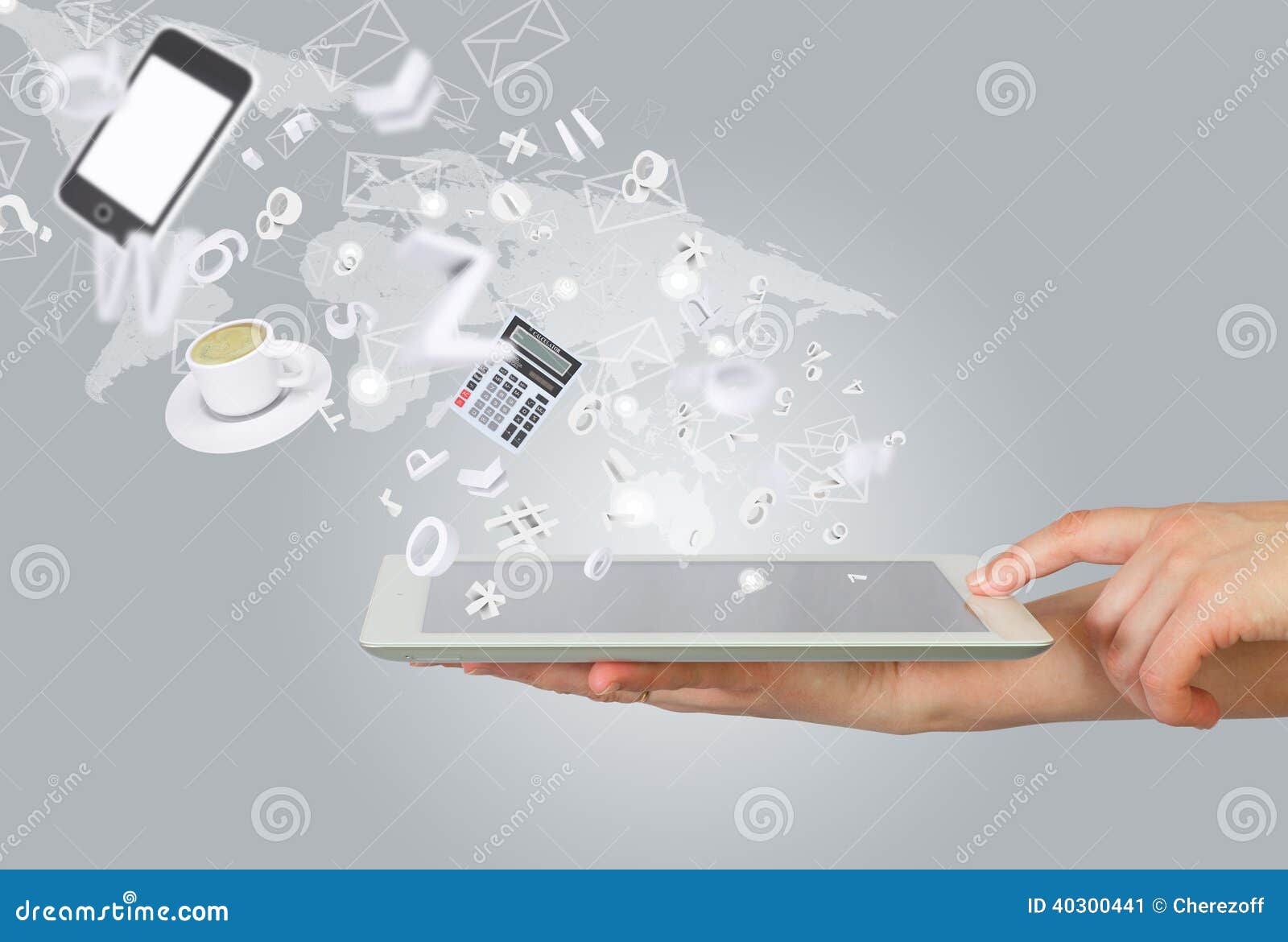 Hands Holding Tablet Pc. Office Work Concept Stock Illustration ...