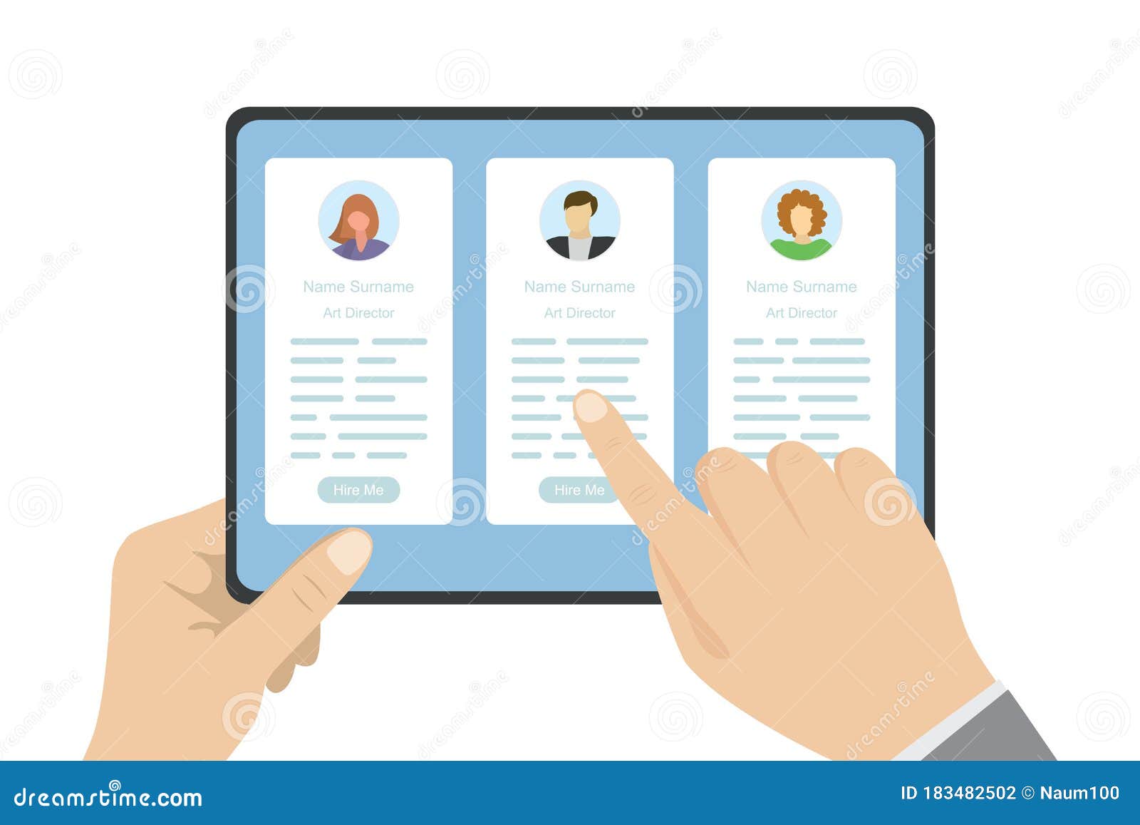 Hands Holding Tablet Pc,three Cv Resume on Screen,application Template ...