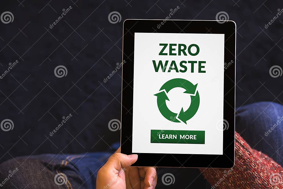 Hands Holding Tablet with Zero Waste Concept on Screen Stock Image ...
