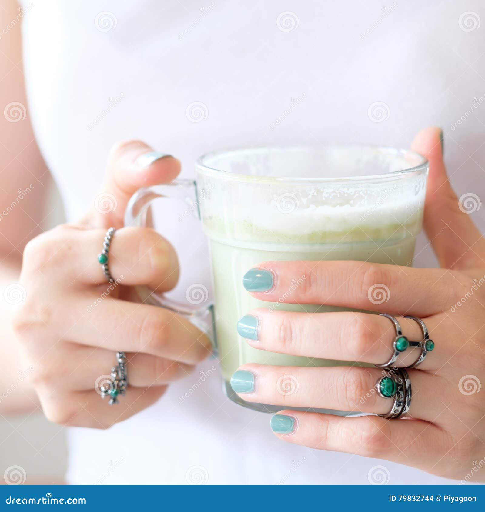 Hands Holding Tea Cup on Green Tea Stock Photo - Image of beverage ...