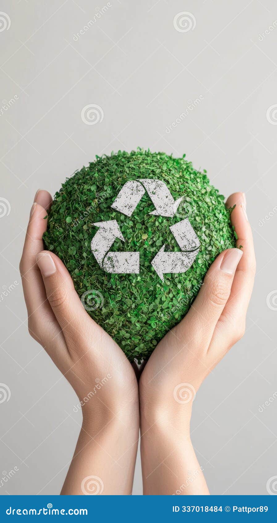 Sustainable Concept with Recycle Symbol and Hands Stock Illustration ...