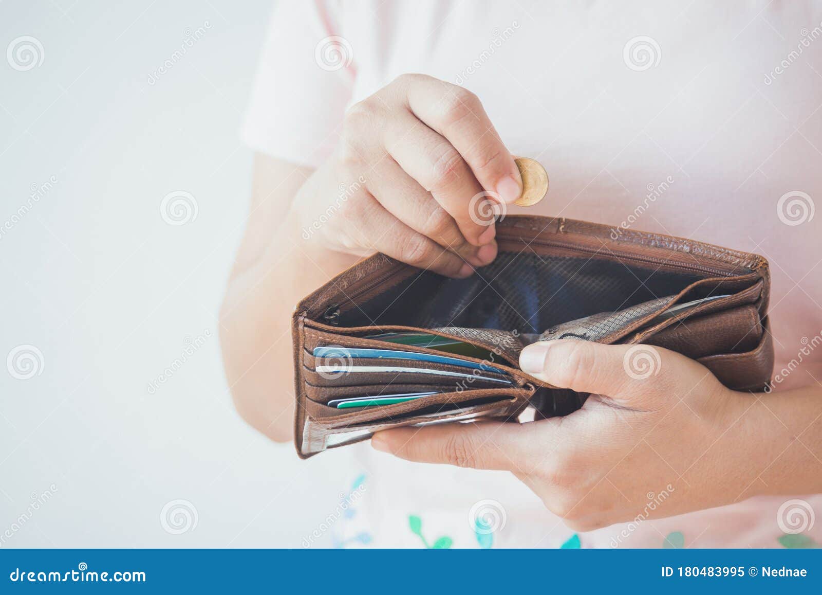 Empty wallet in hands stock image. Image of destitution - 180483995