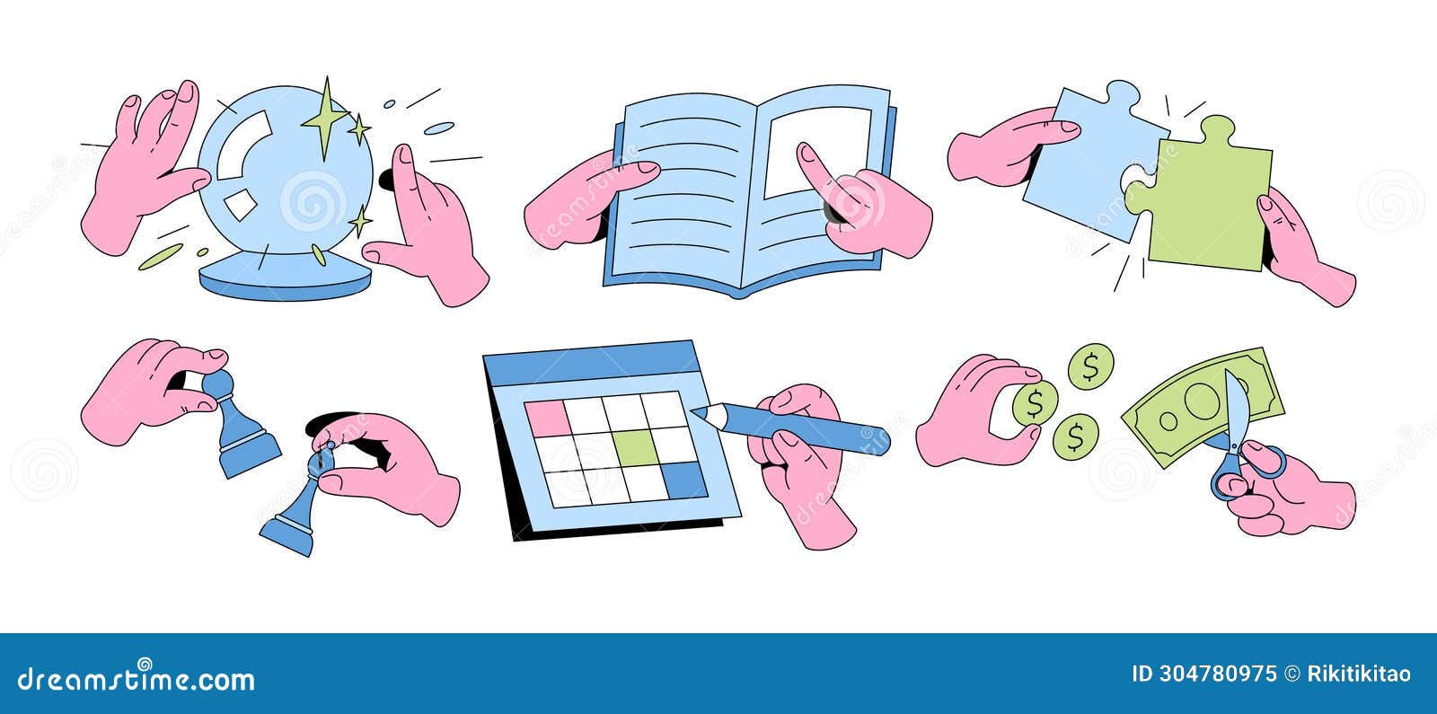 Set of Hands Holding Things. Different Objects in Human Hand, Hold ...