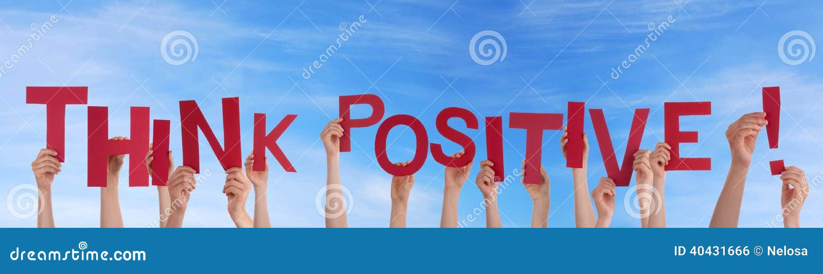 Man Holding Think Positive Words With Plus Signs. Royalty-Free Stock ...