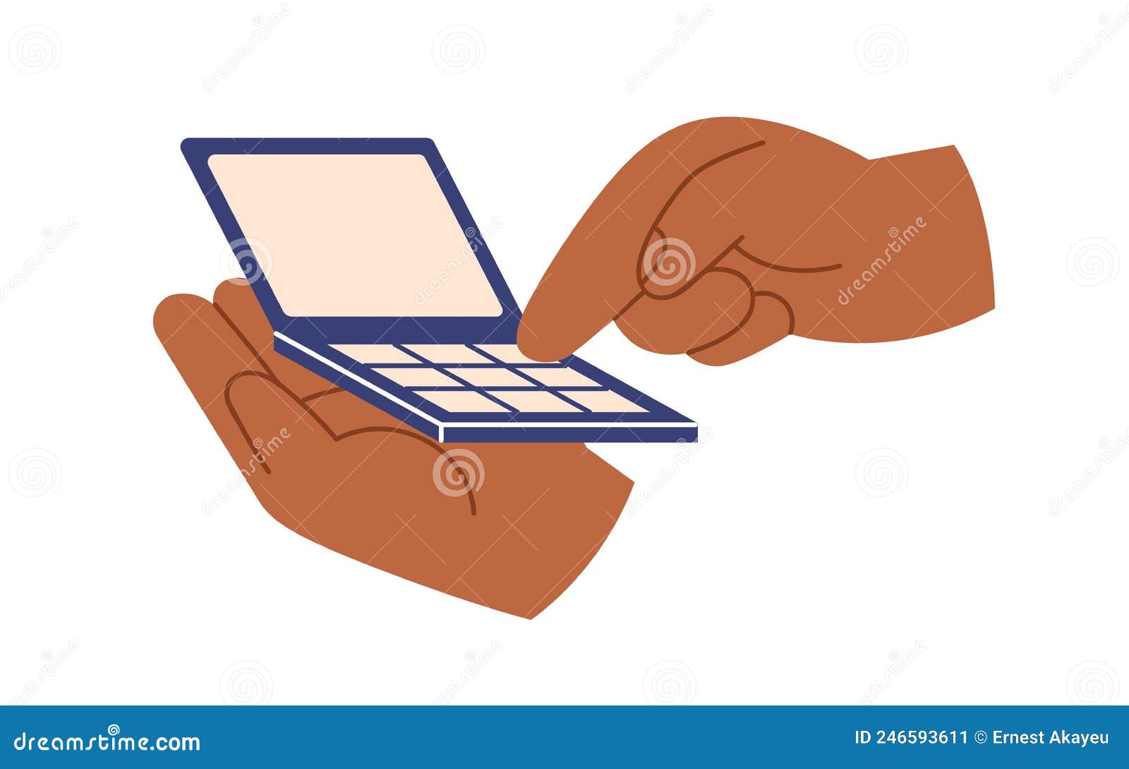 Hands Holding Tiny Laptop with Blank Screen. Arms Using Computer ...