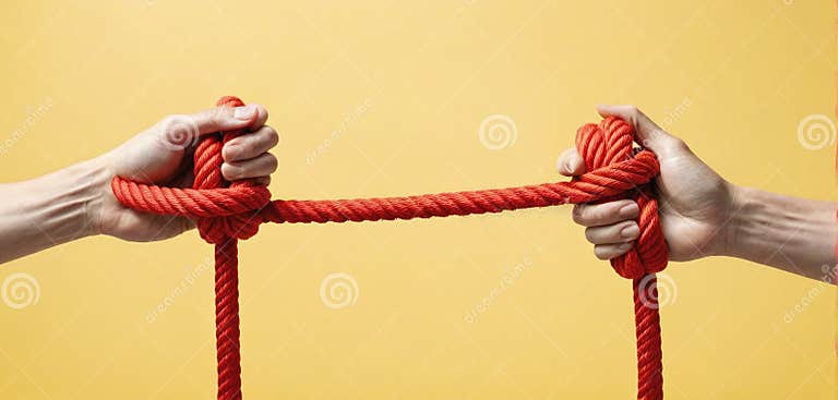 Hands Holding on To a Rope or Cord and Pulling in Different Directions ...