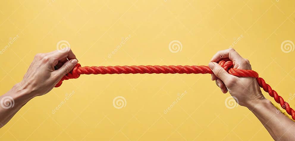 Hands Holding on To a Rope or Cord and Pulling in Different Directions ...