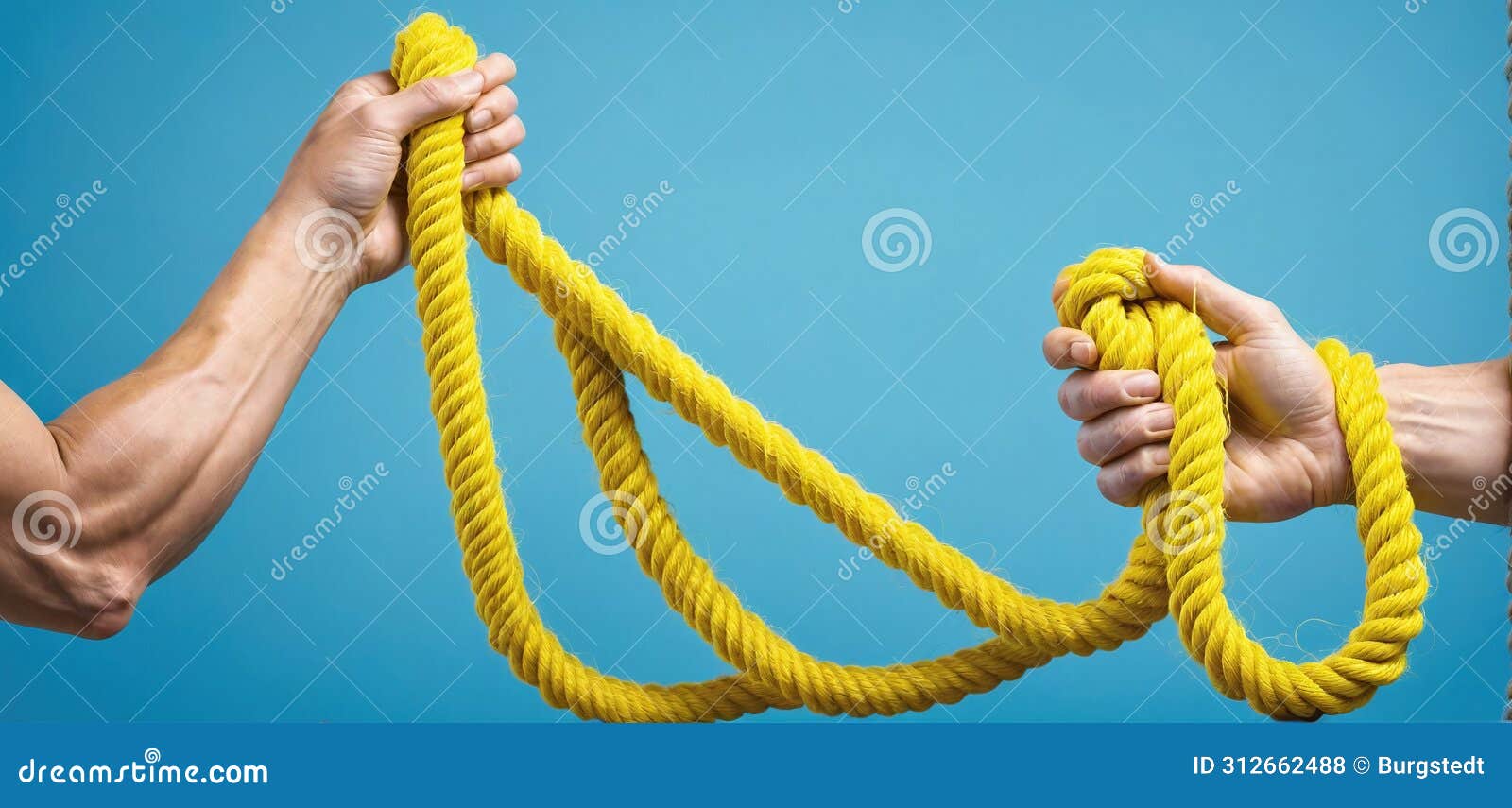 Hands Holding on To a Rope or Cord and Pulling in Different Directions ...