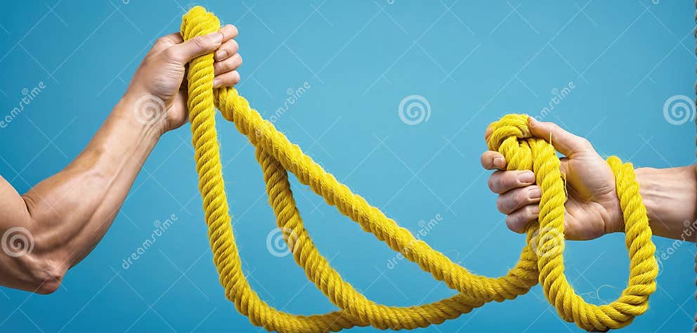 Hands Holding on To a Rope or Cord and Pulling in Different Directions ...