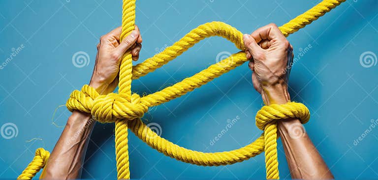 Hands Holding on To a Rope or Cord and Pulling in Different Directions ...